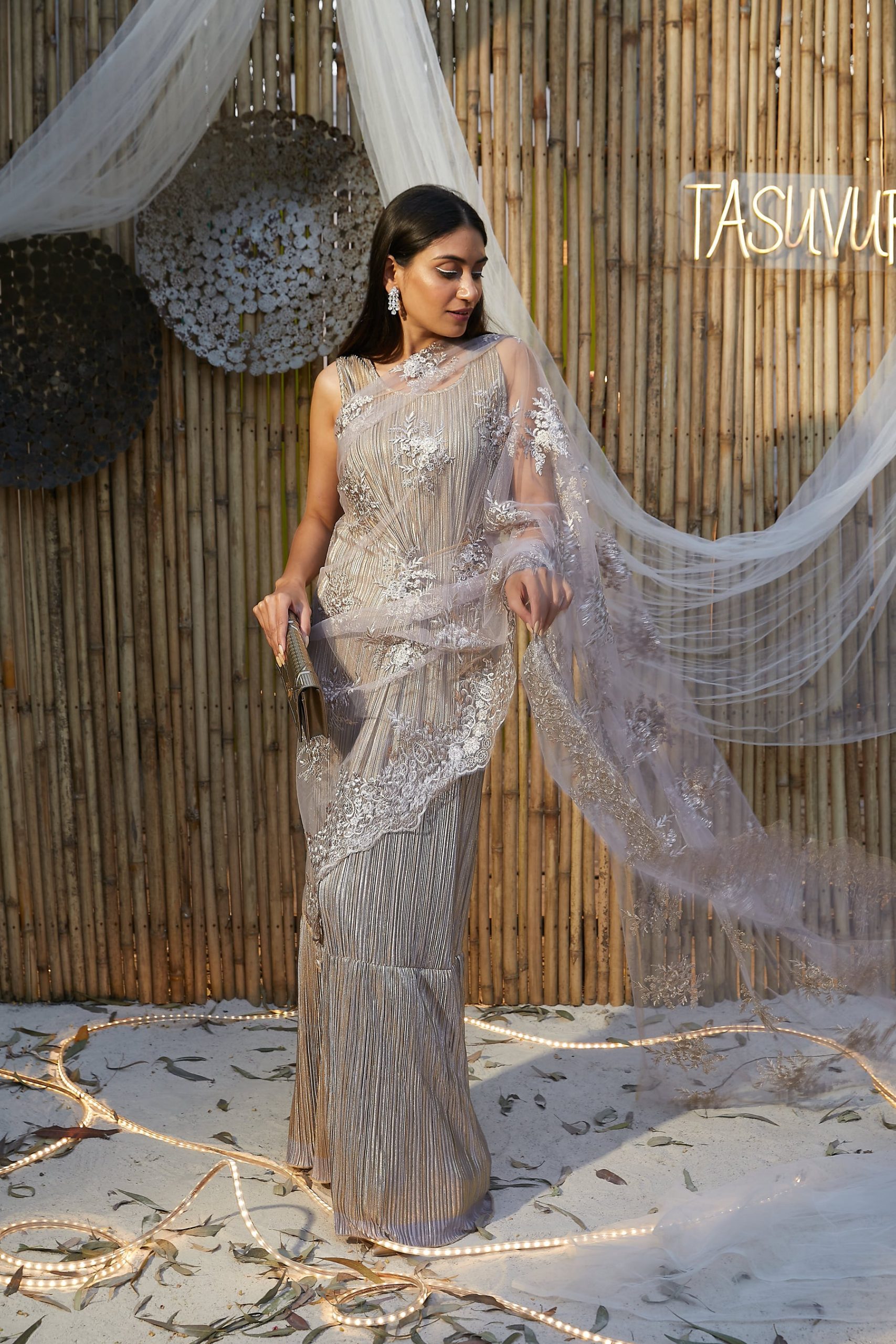 Saree Gown Under 30k for Wedding Reception - Weddingplz Blog