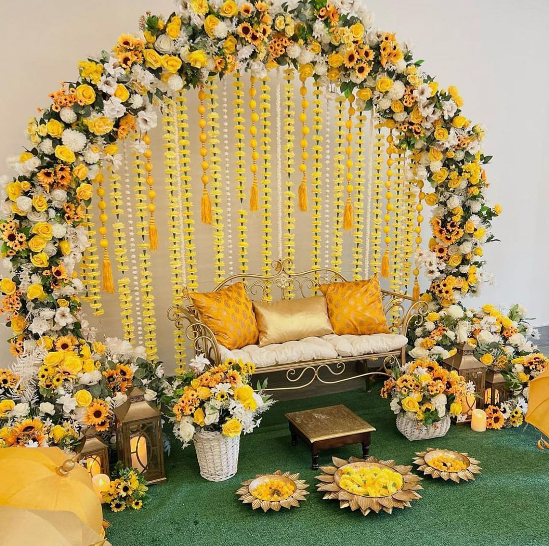 Vibrant Haldi Background Decoration Ideas to Elevate Your Pre-Wedding ...