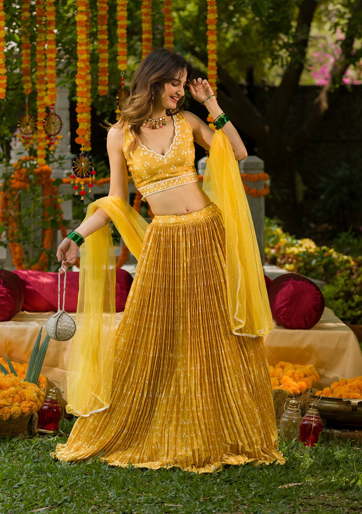 Minimal Monochrome Lehenga for Haldi Under 12k - Weddingplz Blog